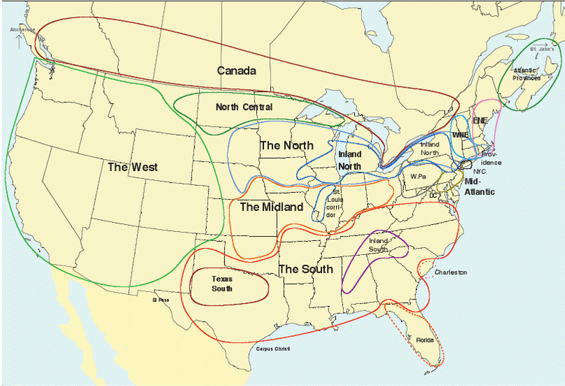 American Dialect Map Southern American English Wikipedia